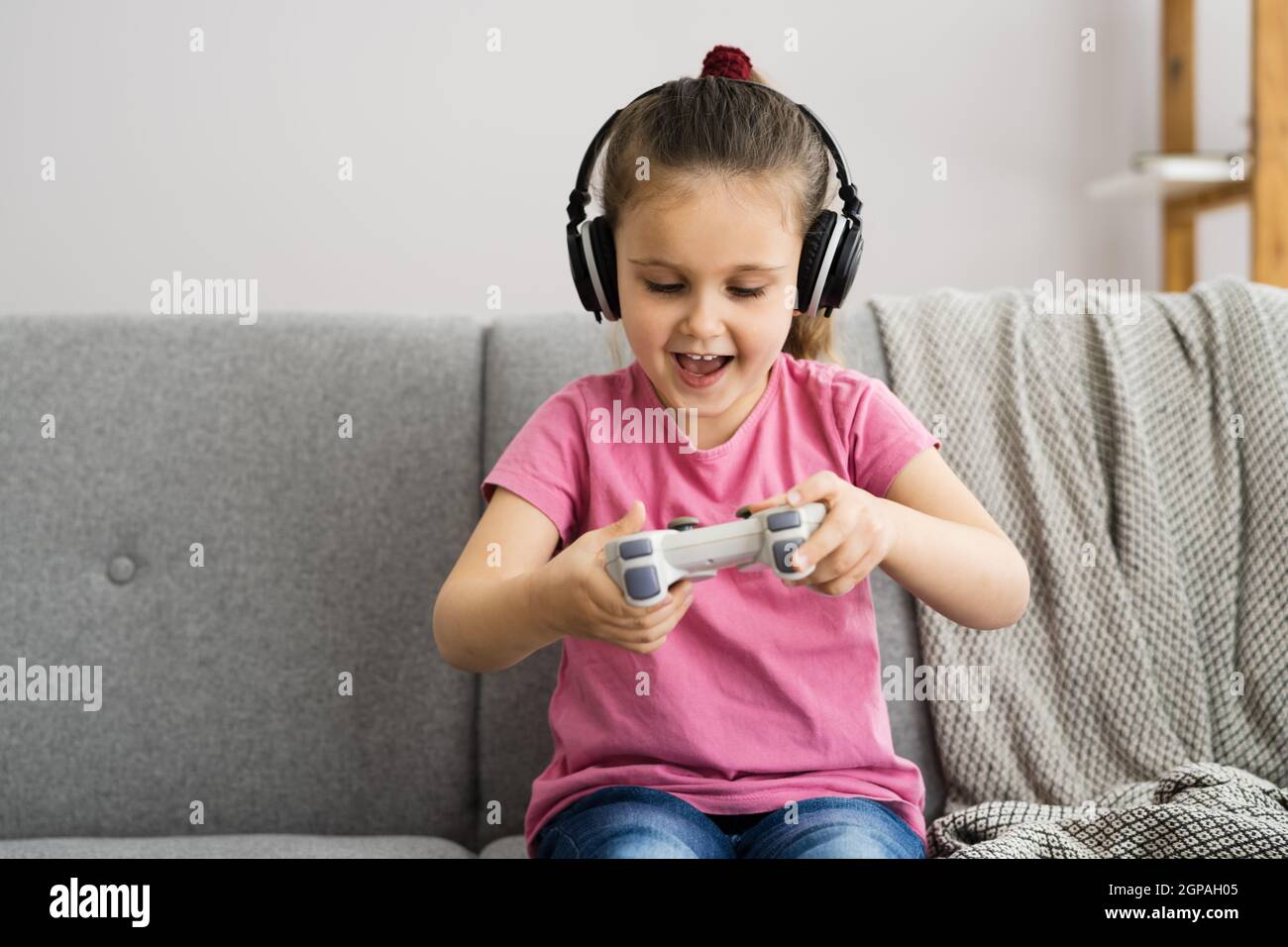 Addictive Child Kid Gamer Watching Video Game Stock Photo - Alamy