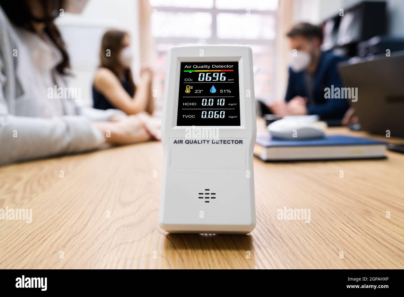 Pollution And Environment Smog Detector At Office Desk Stock Photo - Alamy