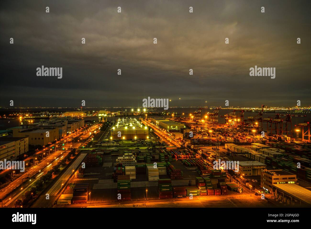 Night view of Odaiba, Tokyo Container Terminal. Shooting Location ...
