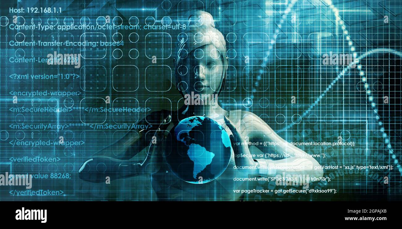 Technology Network with a Data Grid System Stock Photo - Alamy