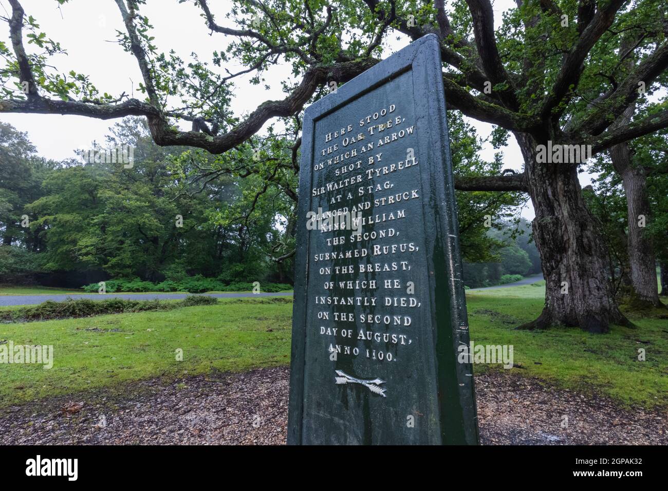 England, Hampshire, The New Forest, Minstead, Rufus Stone, The site ...