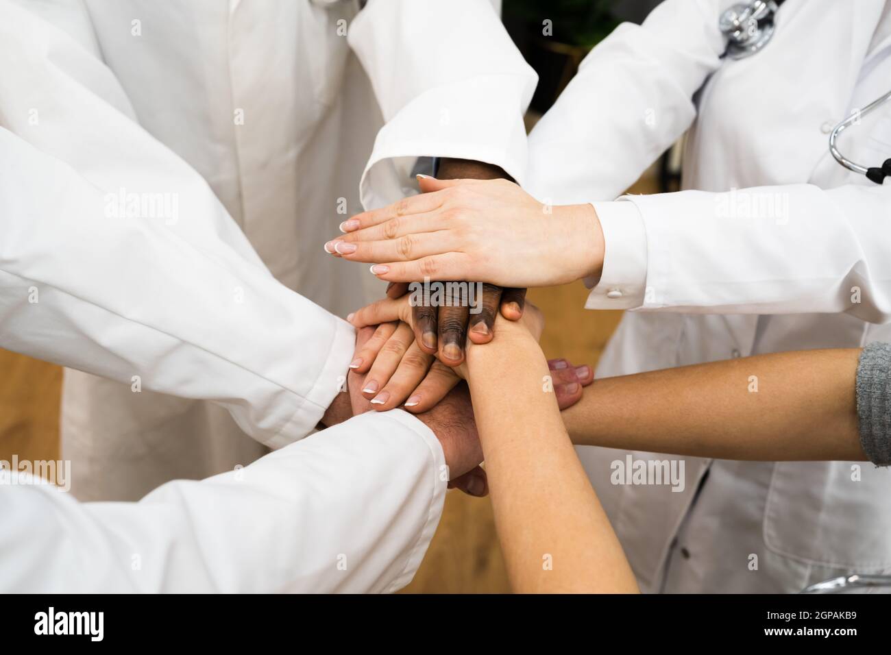 Diverse Medical Healthcare Staff Team Hands Stack Stock Photo - Alamy