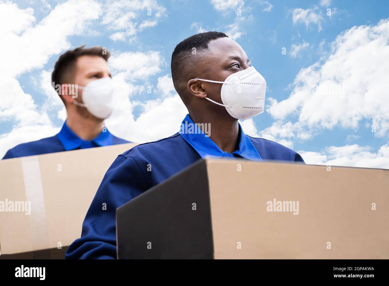 African courier in mask hi-res stock photography and images - Alamy