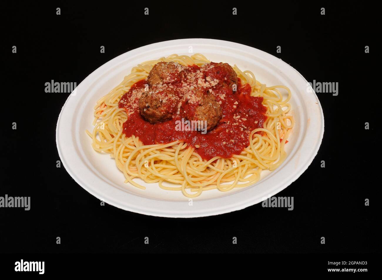 Heaping plate full of delicious spaghetti and meatballs Stock Photo - Alamy