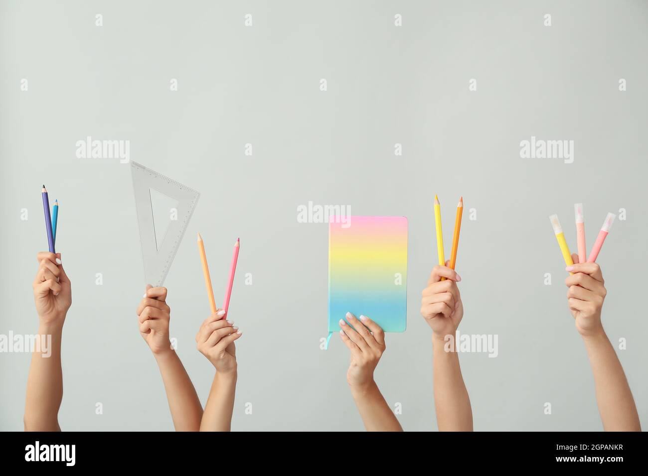 Girl different school equipment hi-res stock photography and images - Alamy
