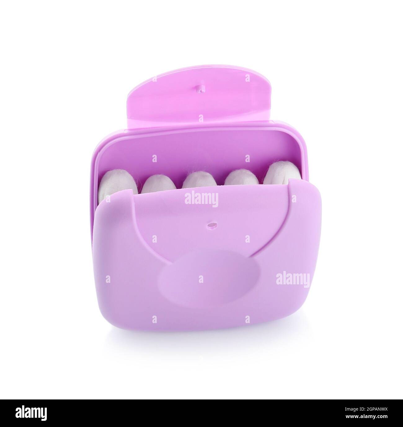 Tampons storage box on white background Stock Photo - Alamy