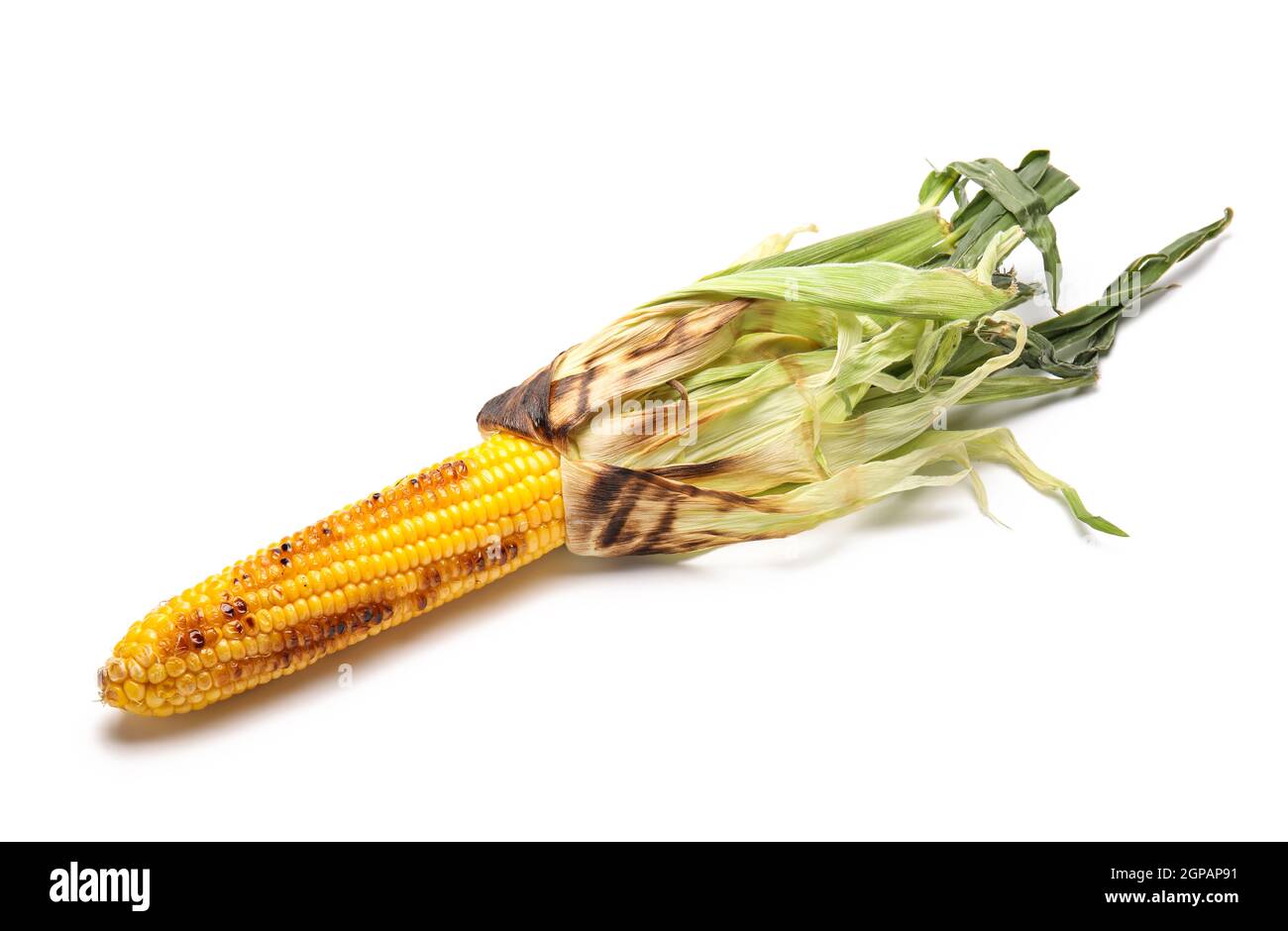 Delicious grilled Mexican street corn on white background Stock Photo ...