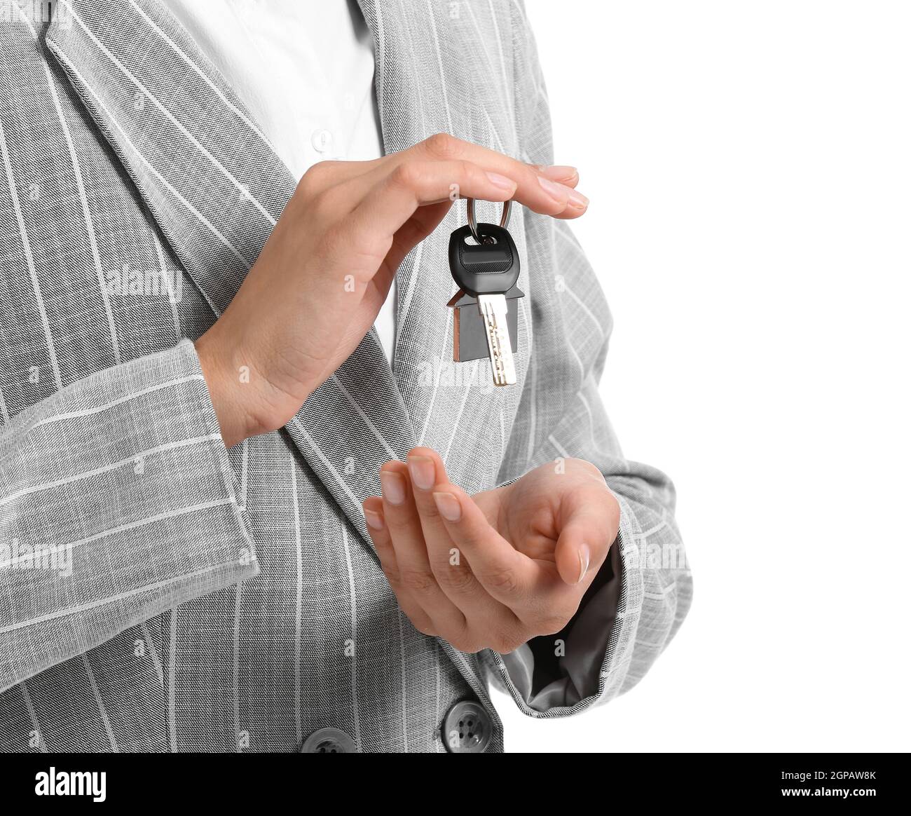 Real estate agent on white background, closeup Stock Photo - Alamy
