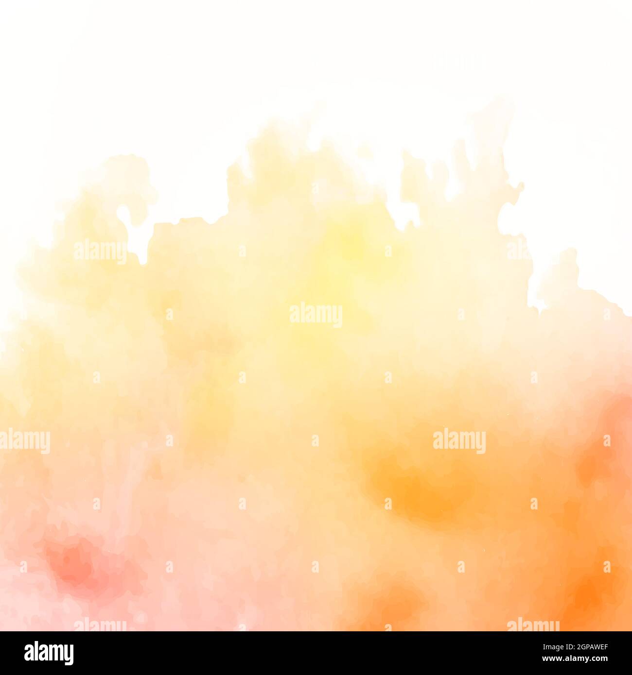 Realistic yellow-orange watercolor panoramic texture on a white ...