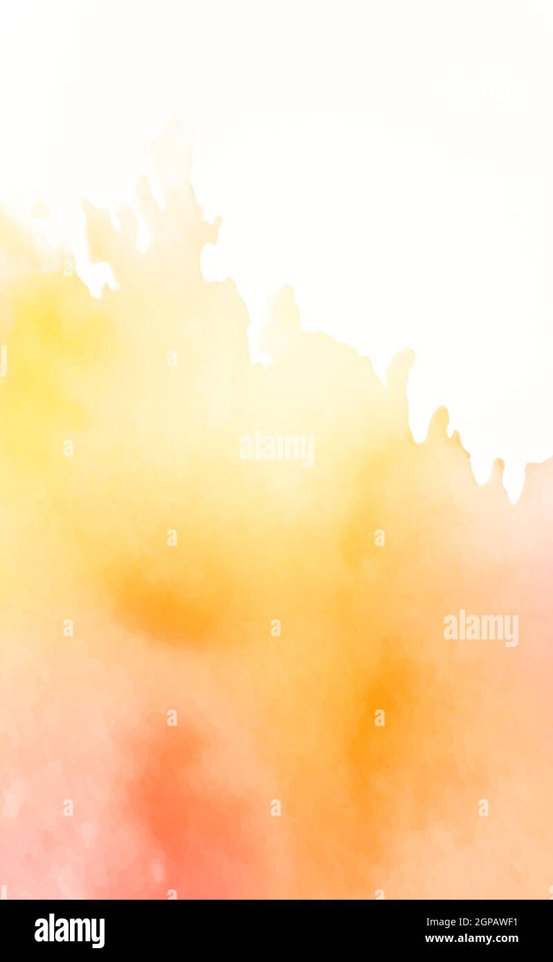 Realistic yellow-orange watercolor panoramic texture on a white ...