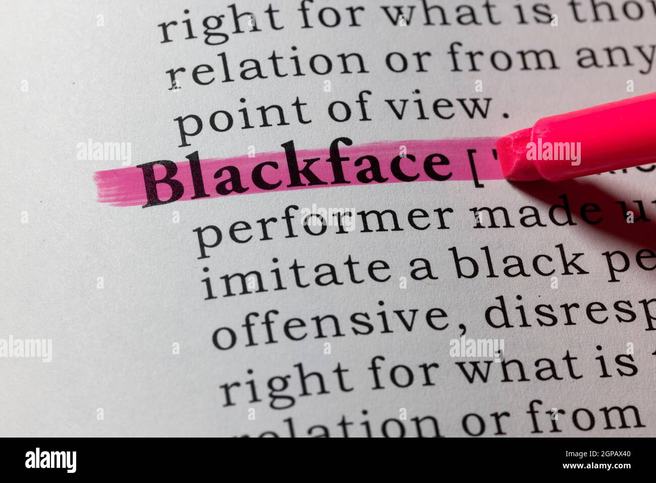 Fake Dictionary, Dictionary definition of Blackface Stock Photo - Alamy