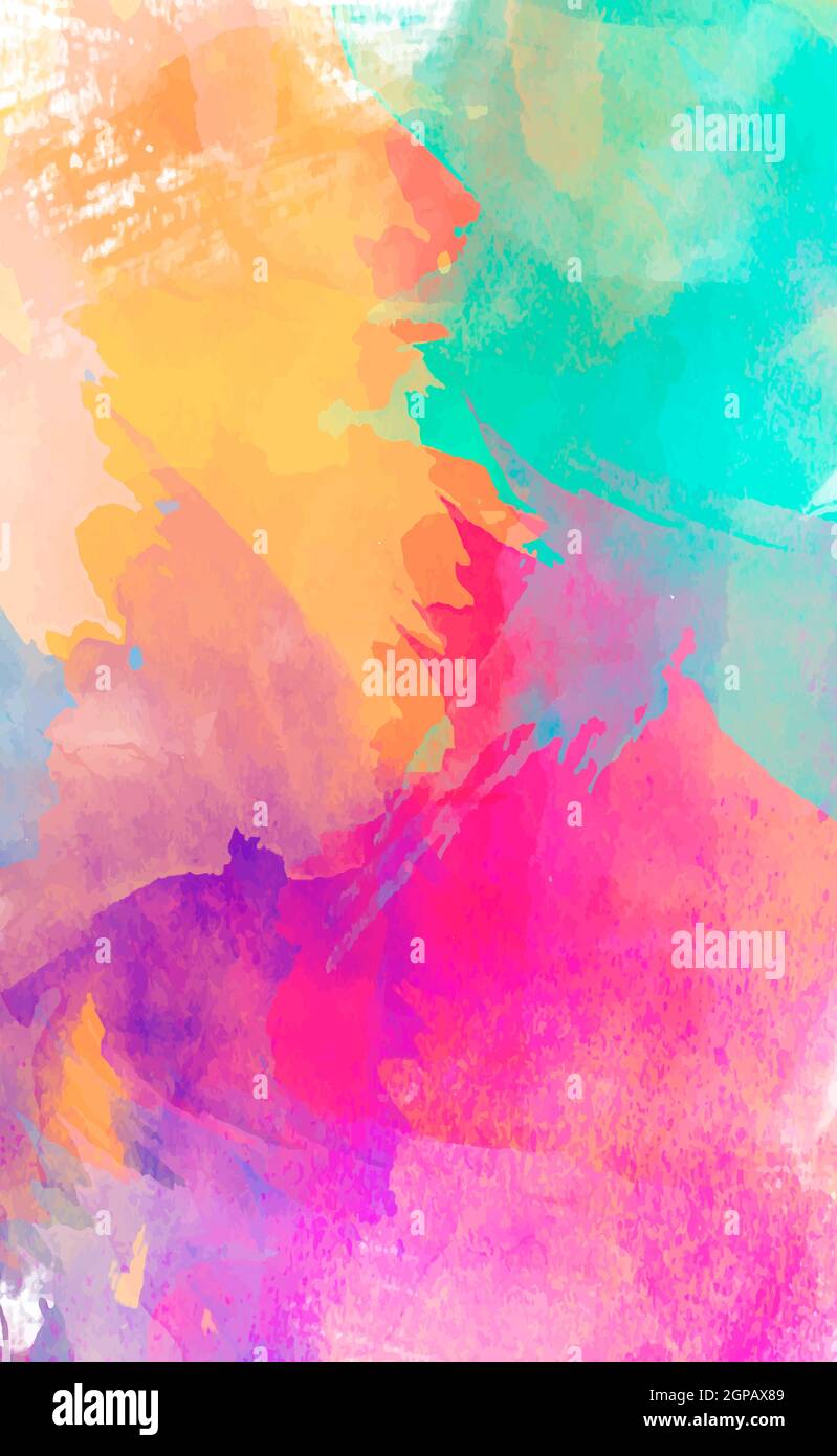 Panoramic texture of realistic multi-colored watercolor on a white ...