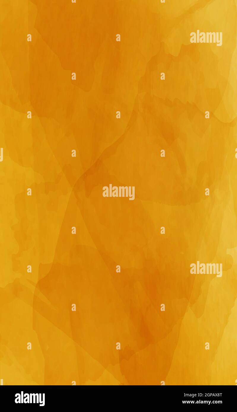 Realistic yellow-orange watercolor panoramic texture on a white ...