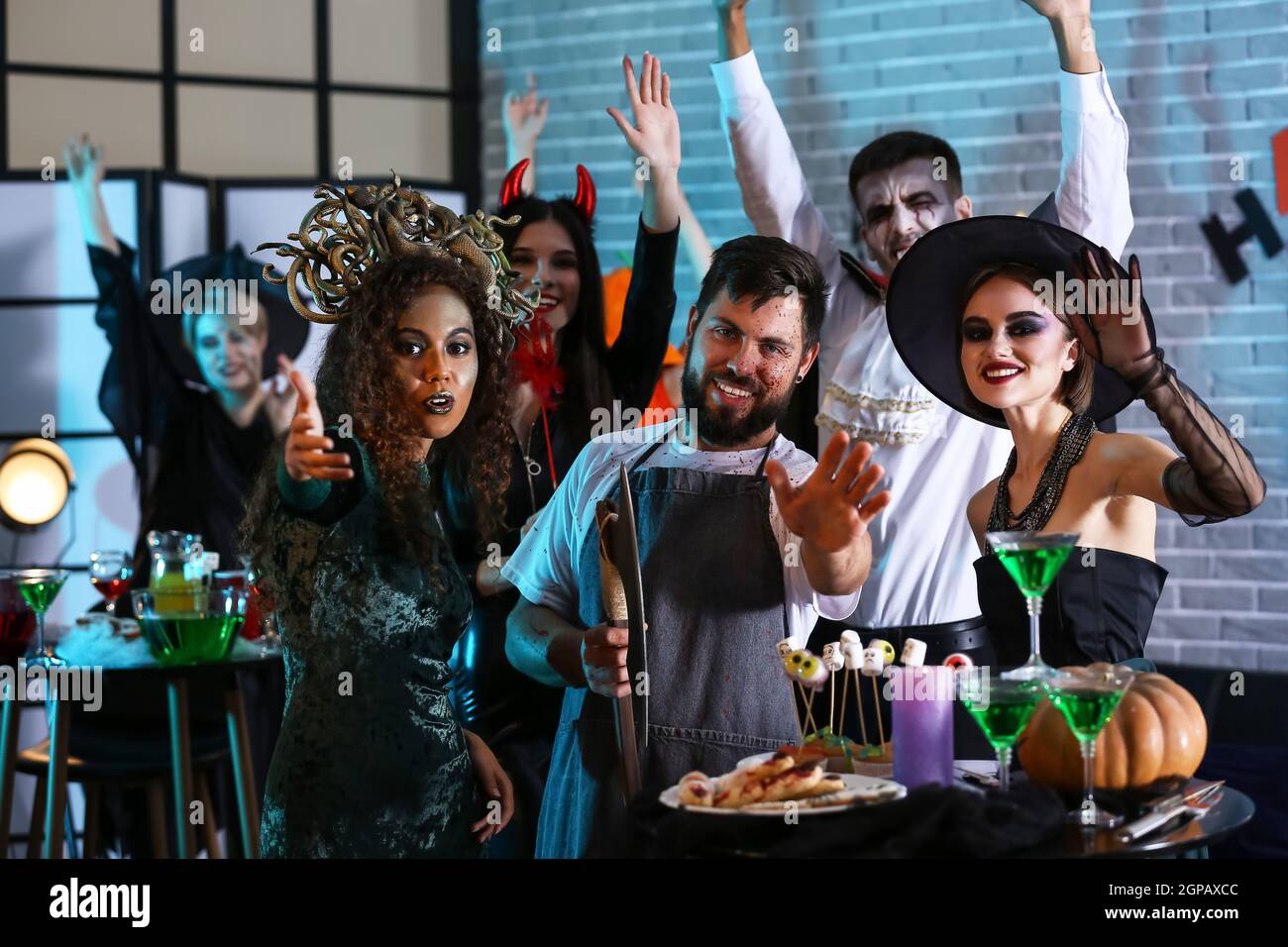 People having fun at Halloween party Stock Photo - Alamy