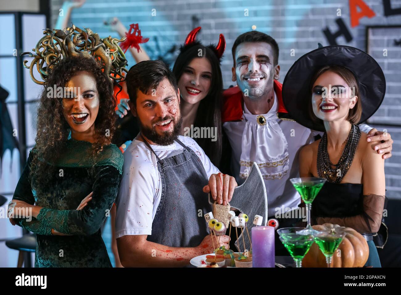 People having fun at Halloween party Stock Photo - Alamy