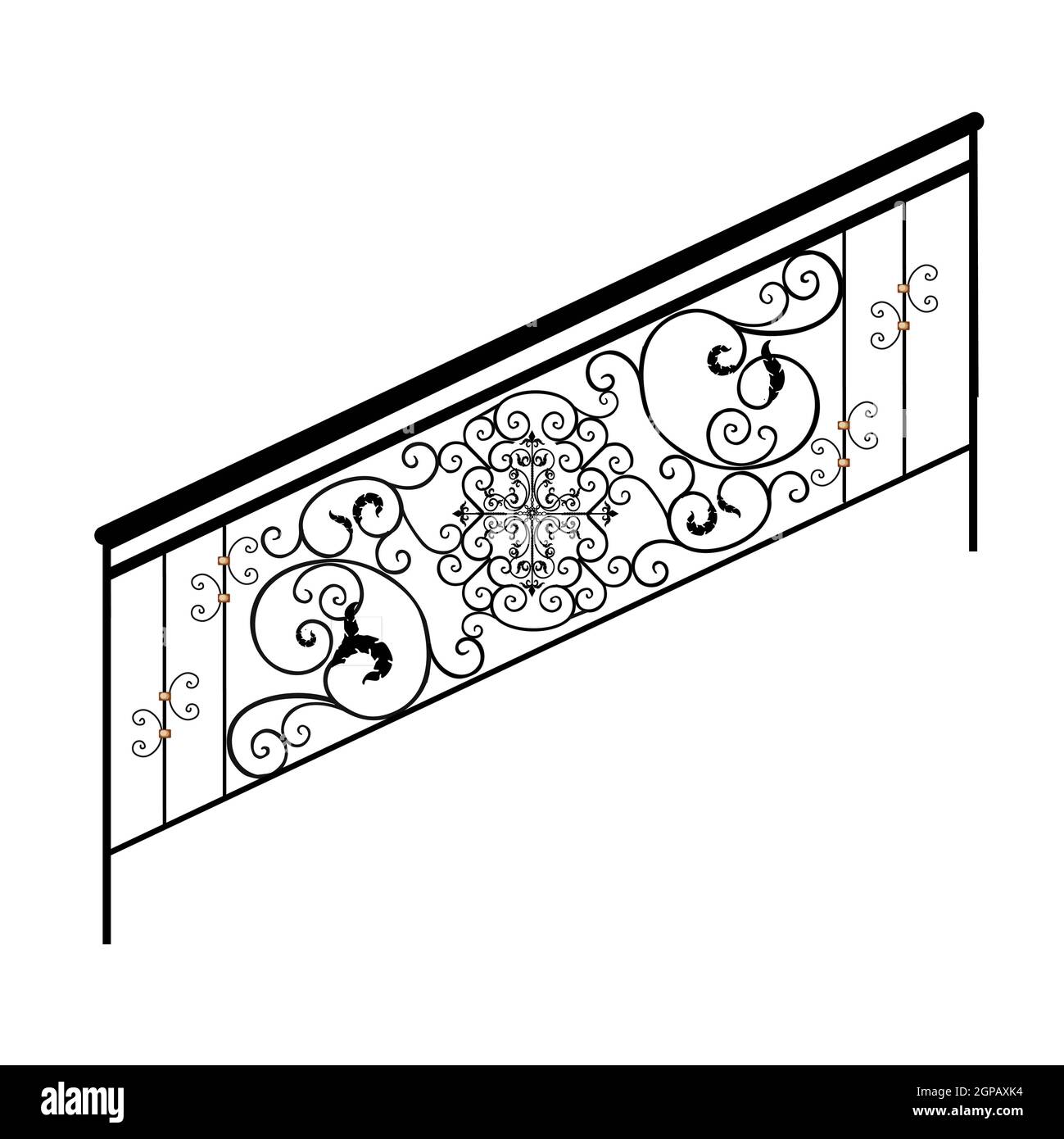 Wrought iron railing on balcony Cut Out Stock Images & Pictures - Alamy