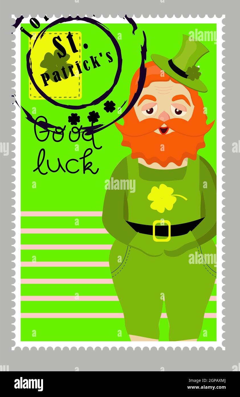 St Patrick's Day stamps. Postage stamps for letters. Patrick's stickers ...