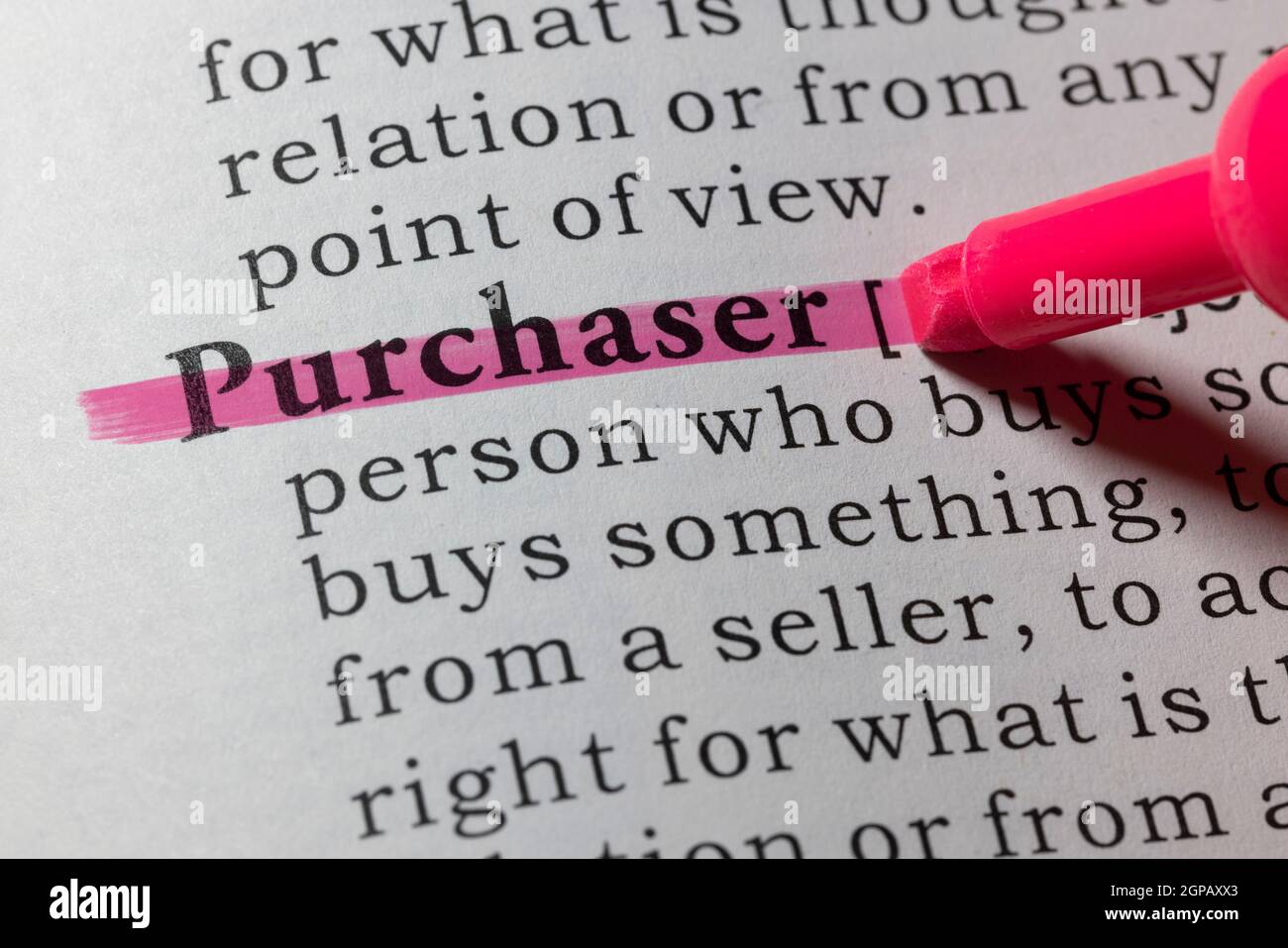 Fake Dictionary, Dictionary definition of purchaser Stock Photo - Alamy