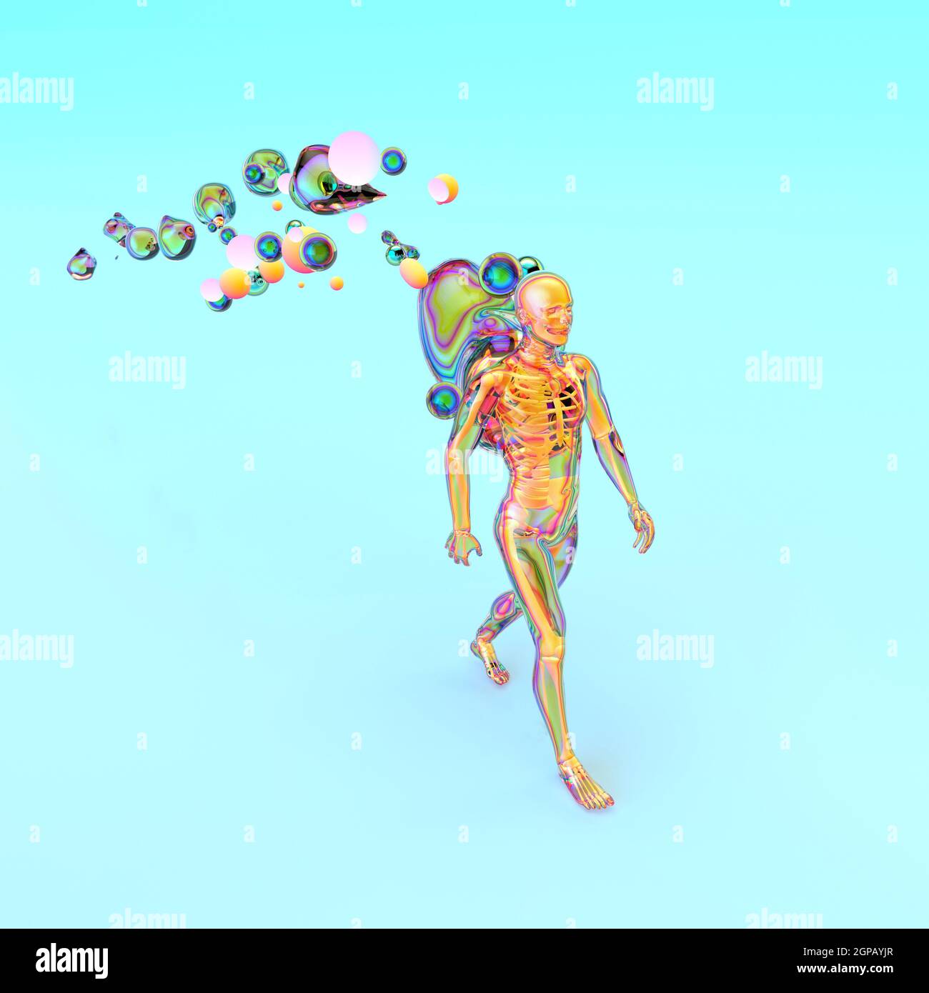 Creative abstract man walking with paint art Stock Photo - Alamy