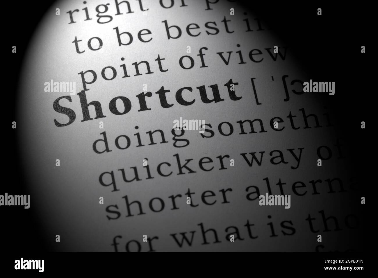 Fake Dictionary, Dictionary definition of shortcut Stock Photo - Alamy