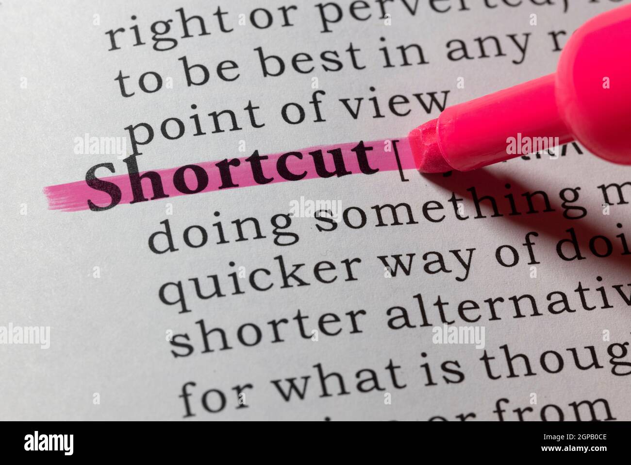 Fake Dictionary, Dictionary definition of shortcut Stock Photo - Alamy