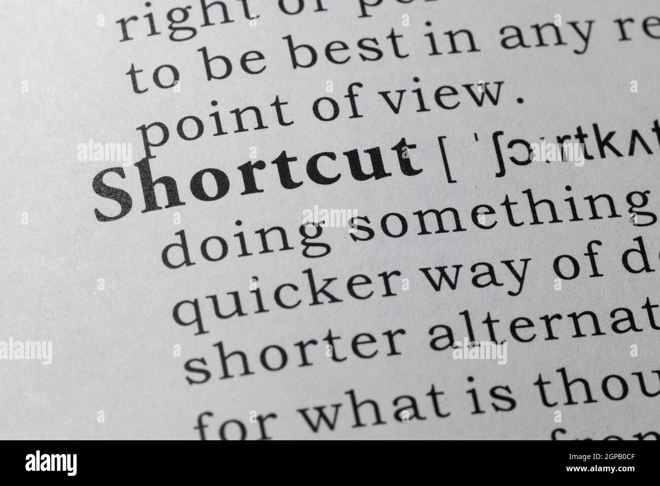 Fake Dictionary, Dictionary definition of shortcut Stock Photo - Alamy