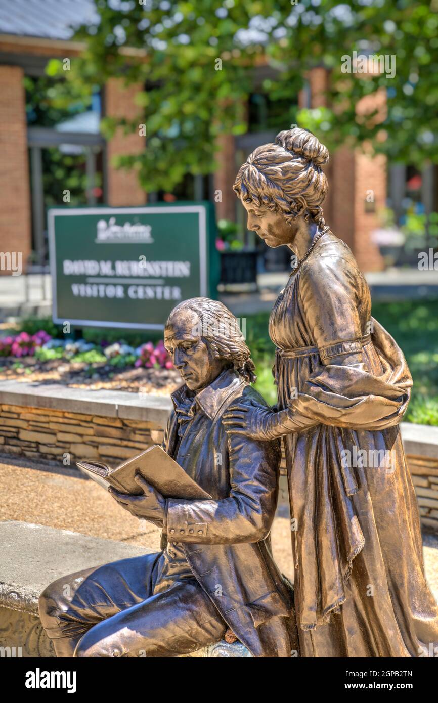 Statue of James and Dolly Madison at the Visitor Center of Montpelier ...