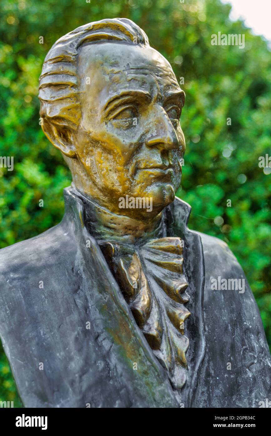 Bronze bust of James Monroe in the gardens of Highland, his home and ...