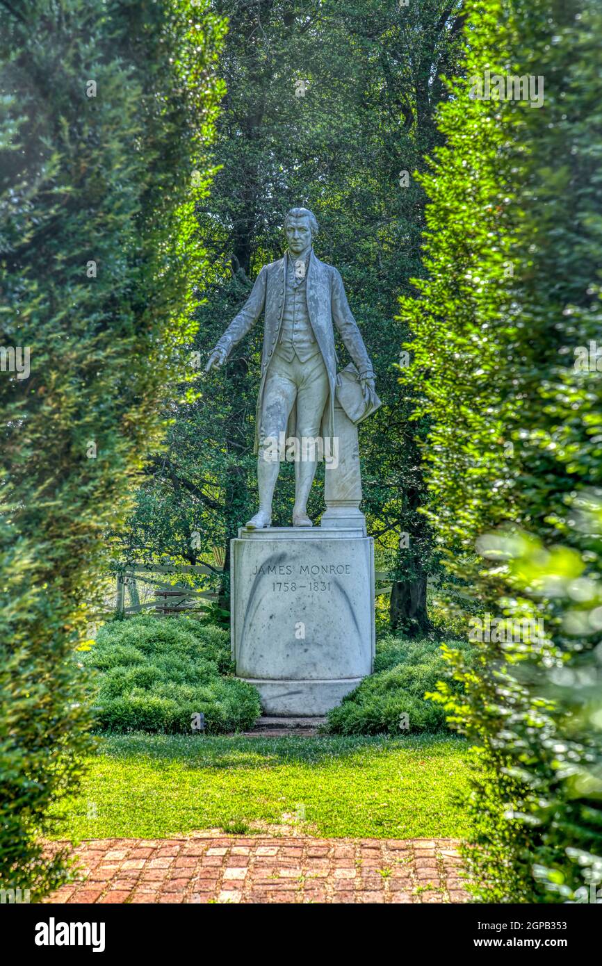 Marble statue of James Monroe in the gardens of Highland, his home and ...
