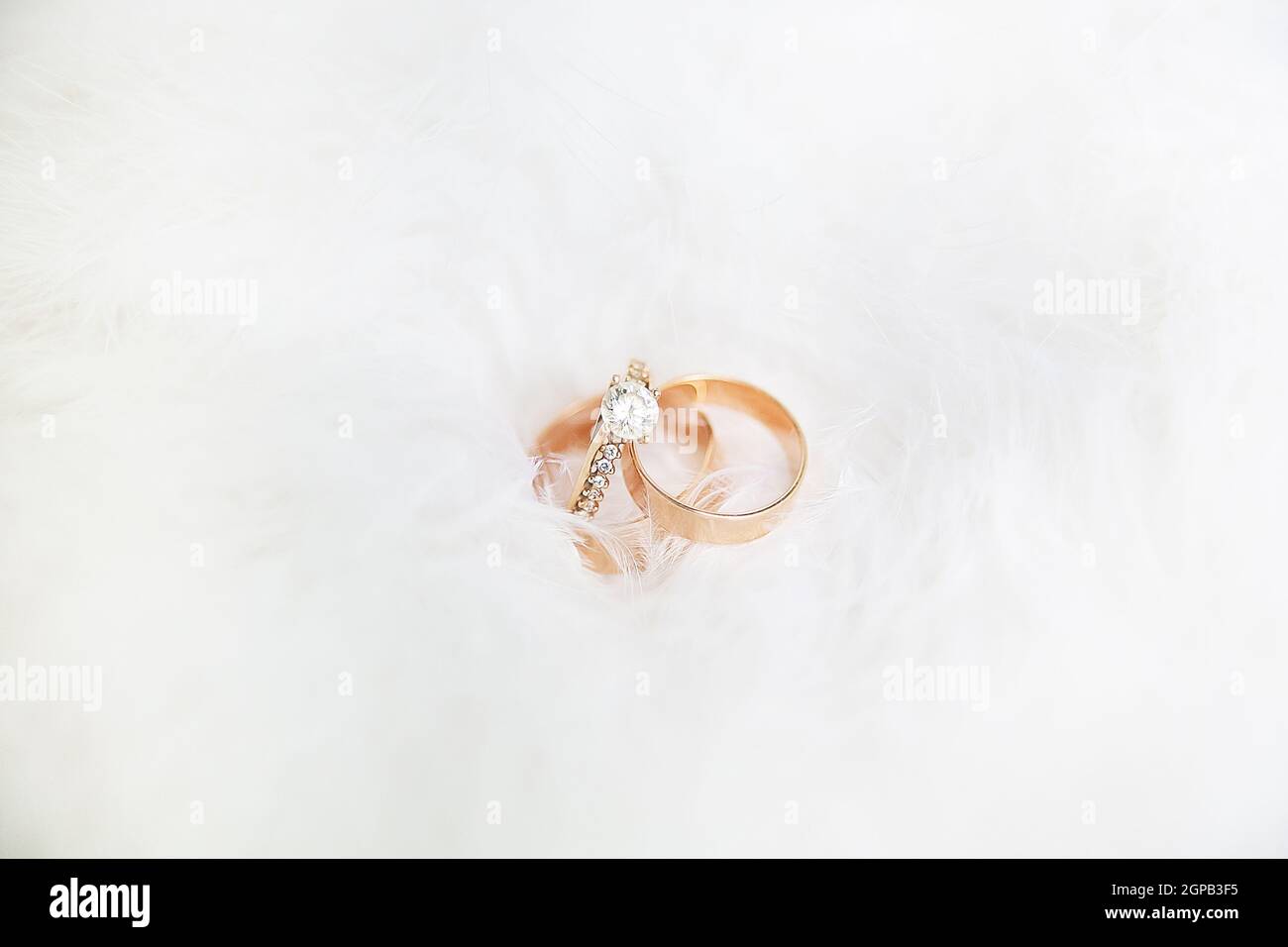 beautiful wedding rings on a white background Stock Photo - Alamy