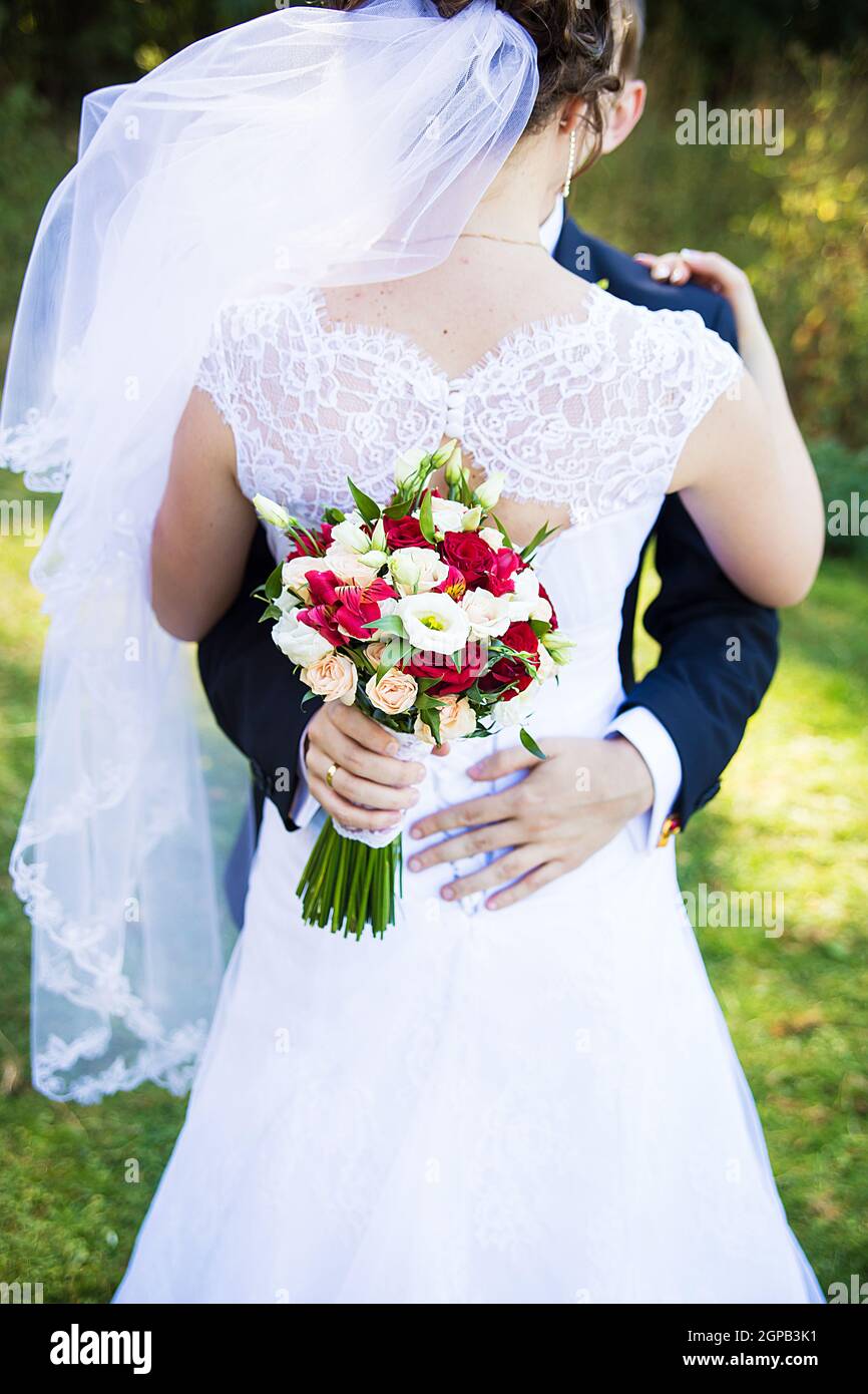 Wedding couple details. No face, only body and hands Stock Photo - Alamy
