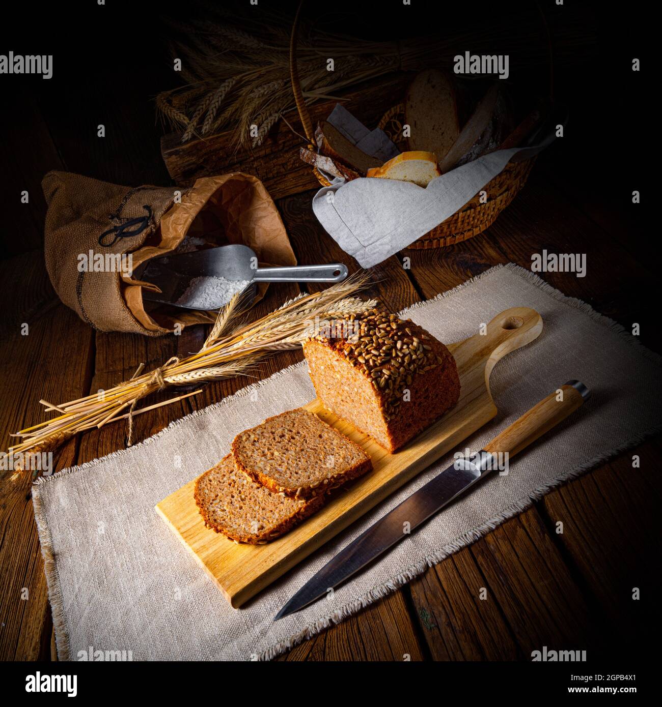 Moist wholemeal bread, crushed or ground whole grain Stock Photo - Alamy