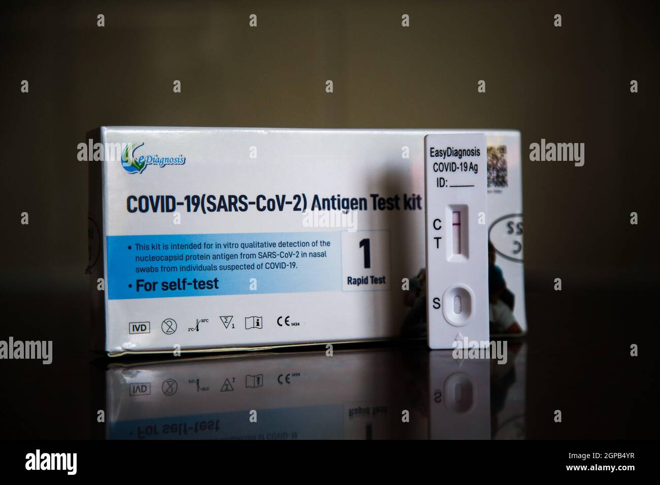 In this photo illustration, a Covid-19 (SARS-Cov-2) Antigen strip ...