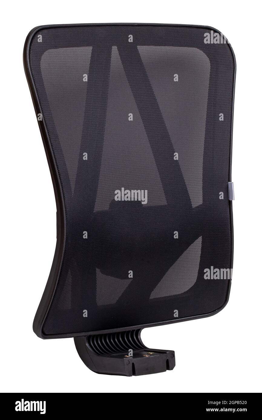 Spare parts isolated. Closeup of black backrest of a office or computer ...