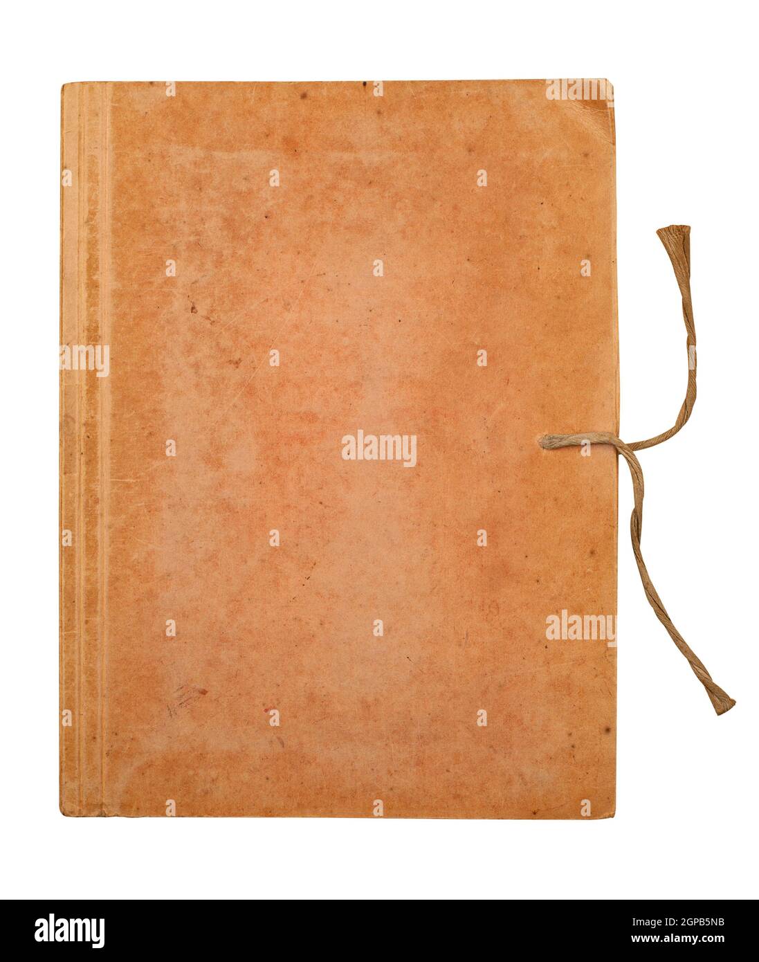 top view of old closed file document folder with aged cardboard covers ...