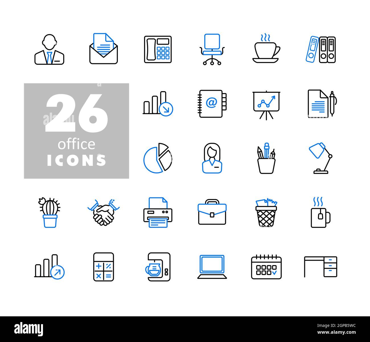 Office outline icons set. Office sign. Graph symbol for your web site design, logo, app, UI ...