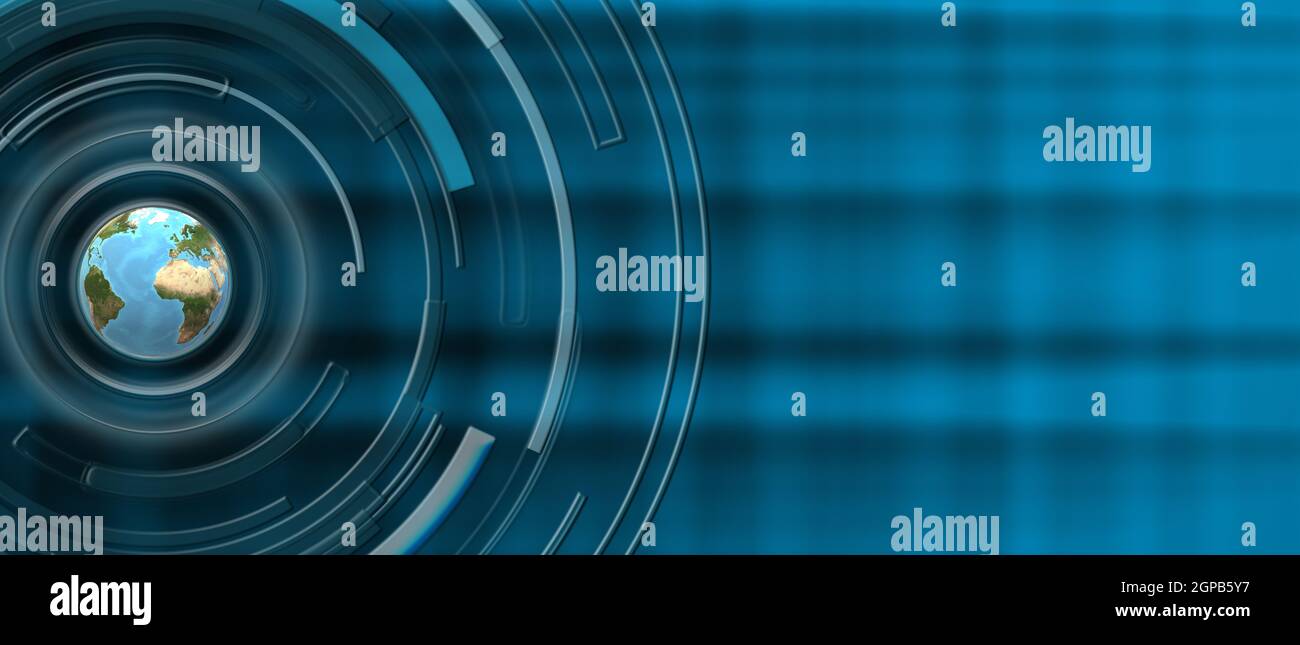 Abstract techno background. Globe, sphere shape on blue techno ...