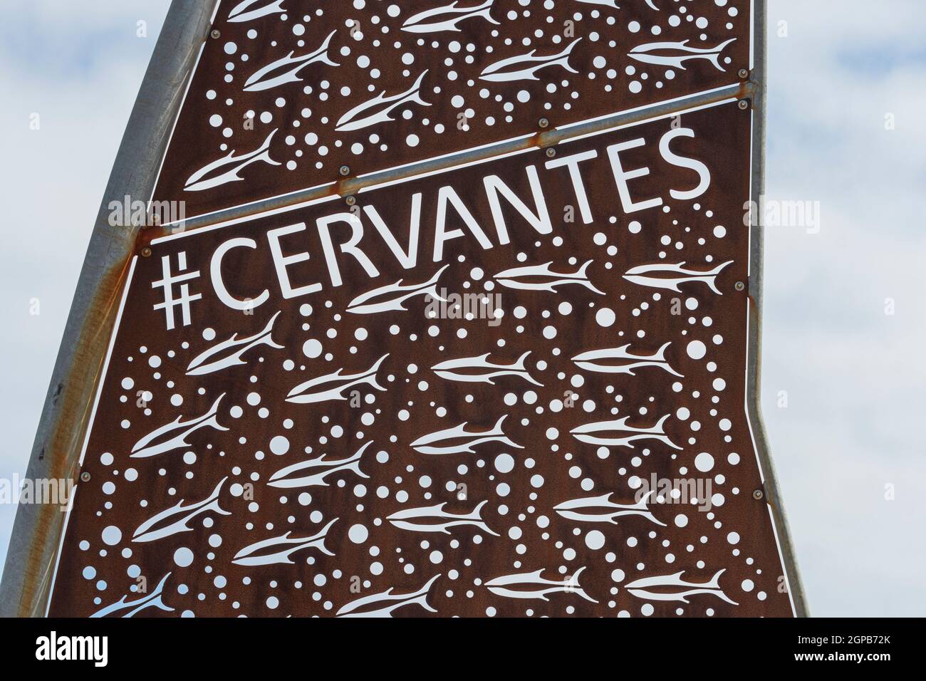 Metal sail sculpture with the town name, Cervantes, Western Australia ...