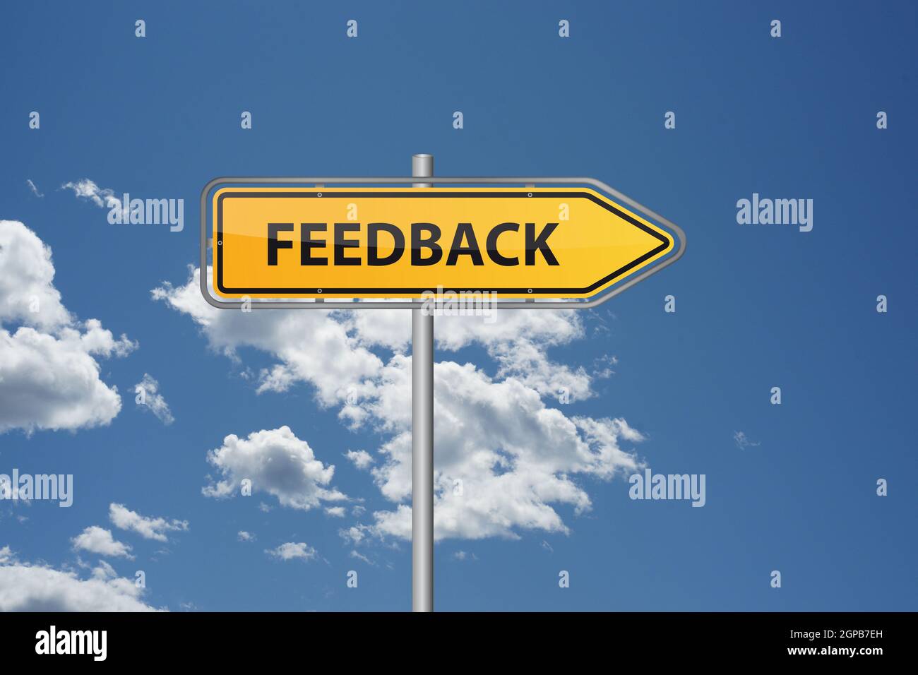 Customer Feedback Signpost Arrow in front of blue sky and some clouds ...