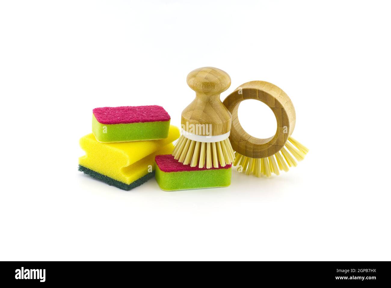 Colorful cleaning sponges, full circle and round bamboo dish brushes ...