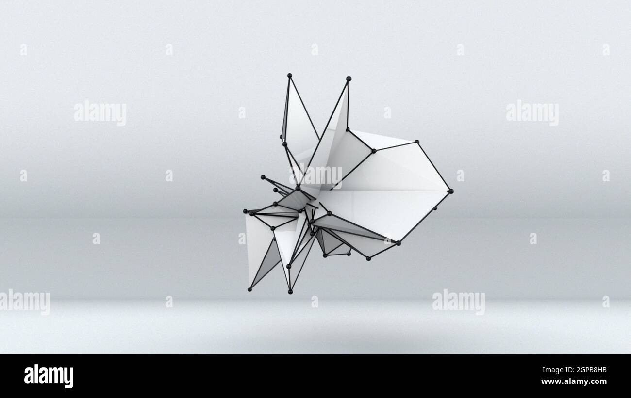 3D rendering fractal shape on white, computer generated abstract ...