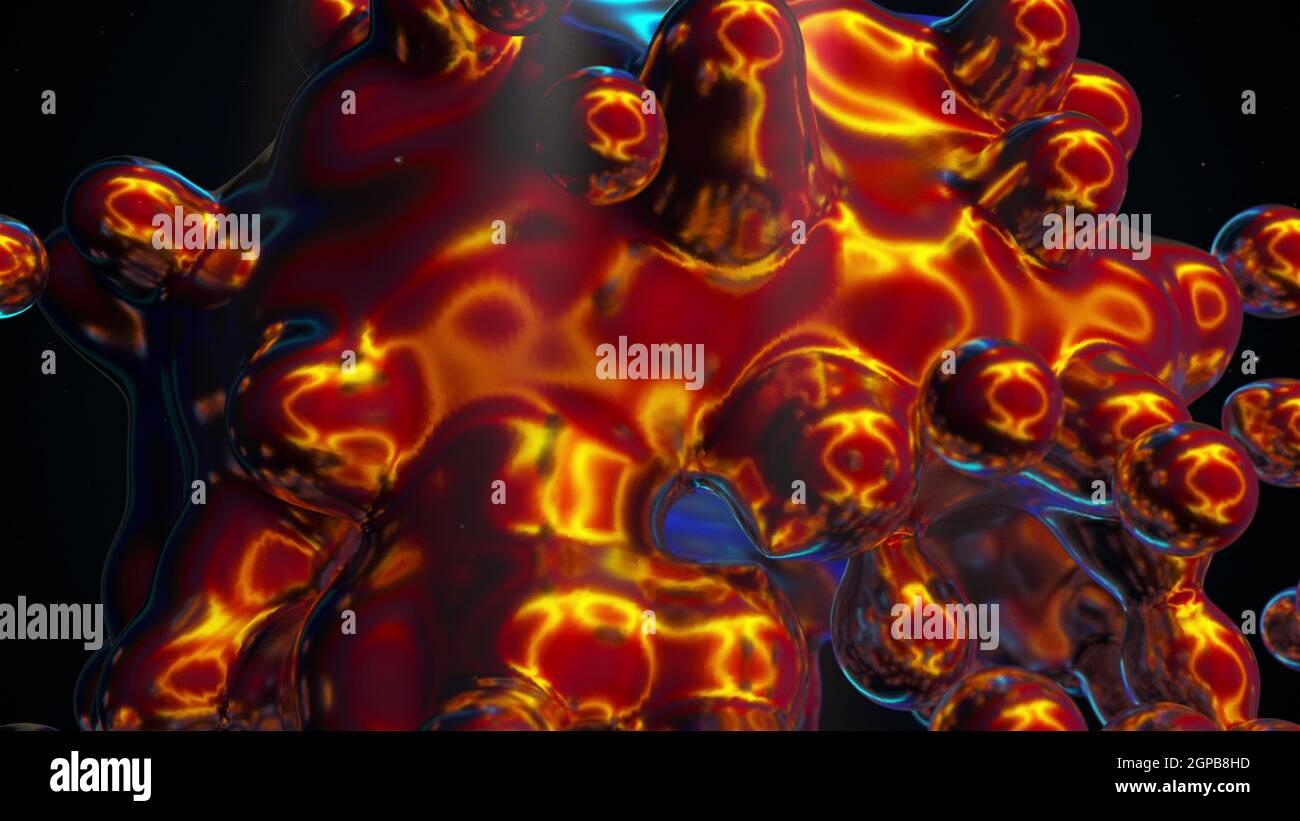 Computer generated explode of metaball. Formation of small spherical ...