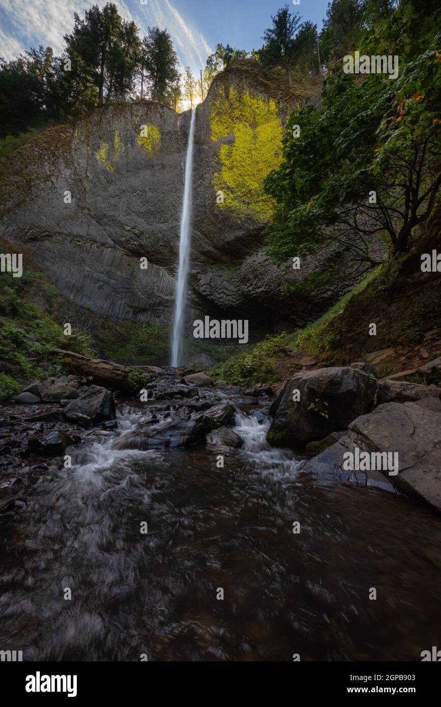 Magnificent and beautiful Latourell Falls waterfall landscape in the ...