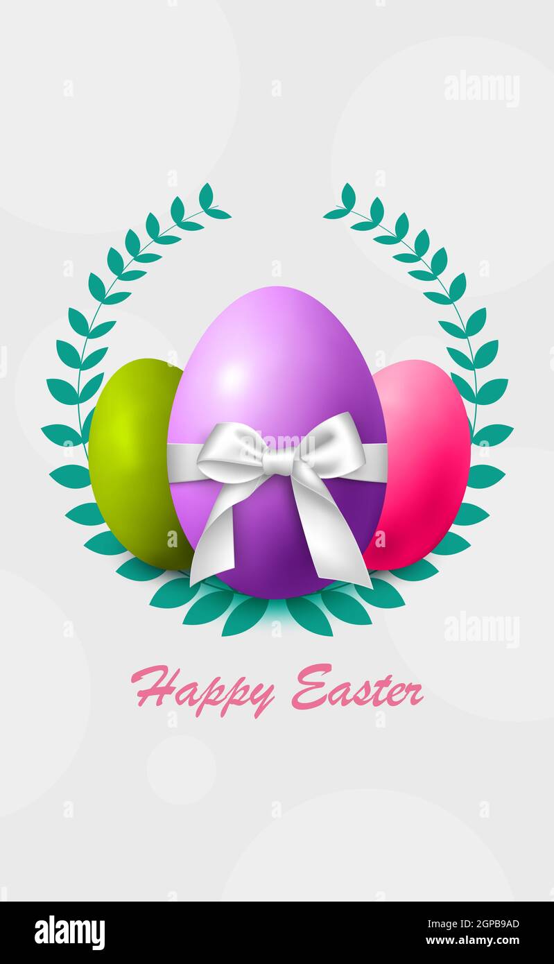 Easter background with holiday eggs and congratulations - Vector ...