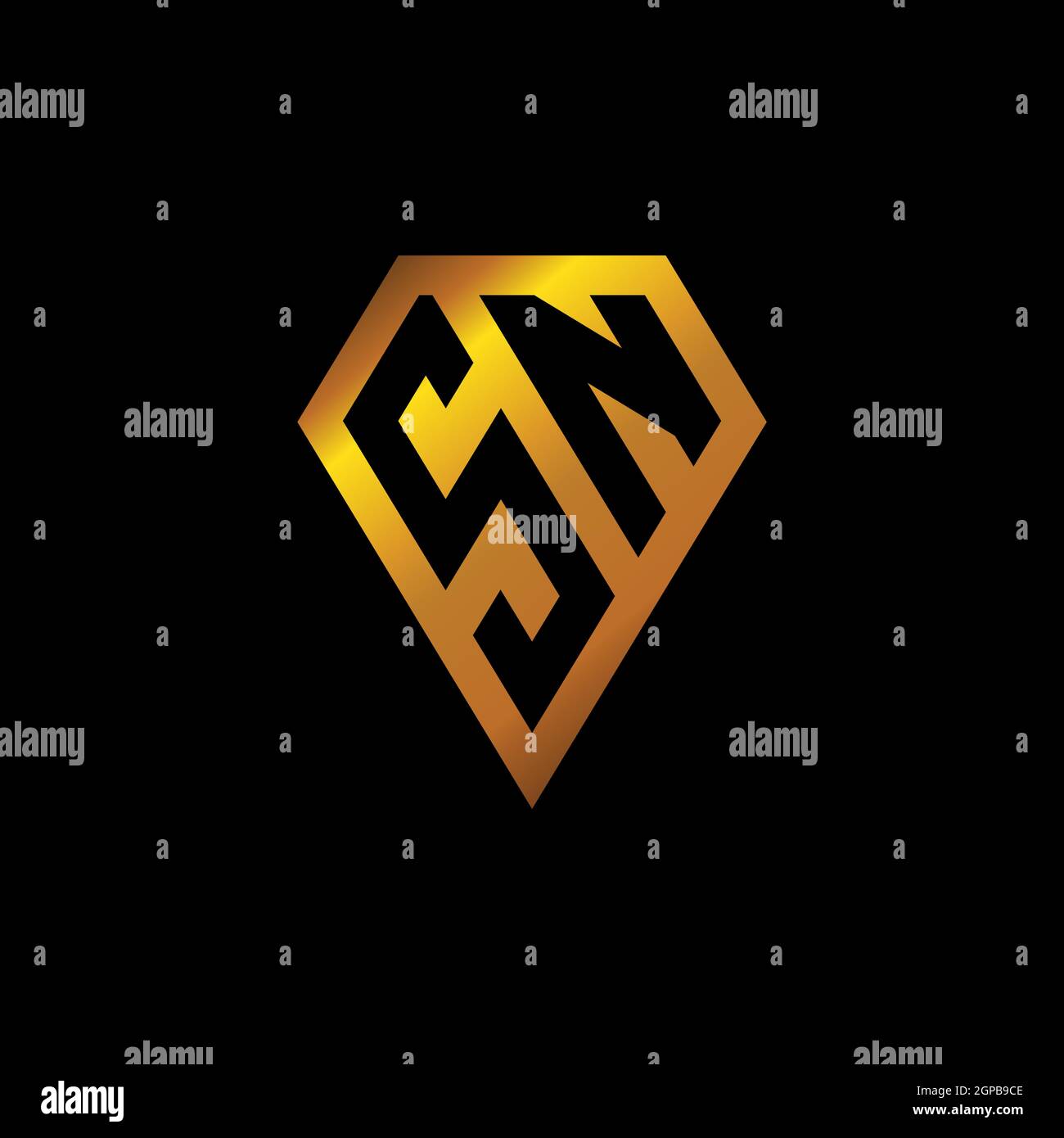 SN logo with golden diamond shape style vector, monogram geometric ...