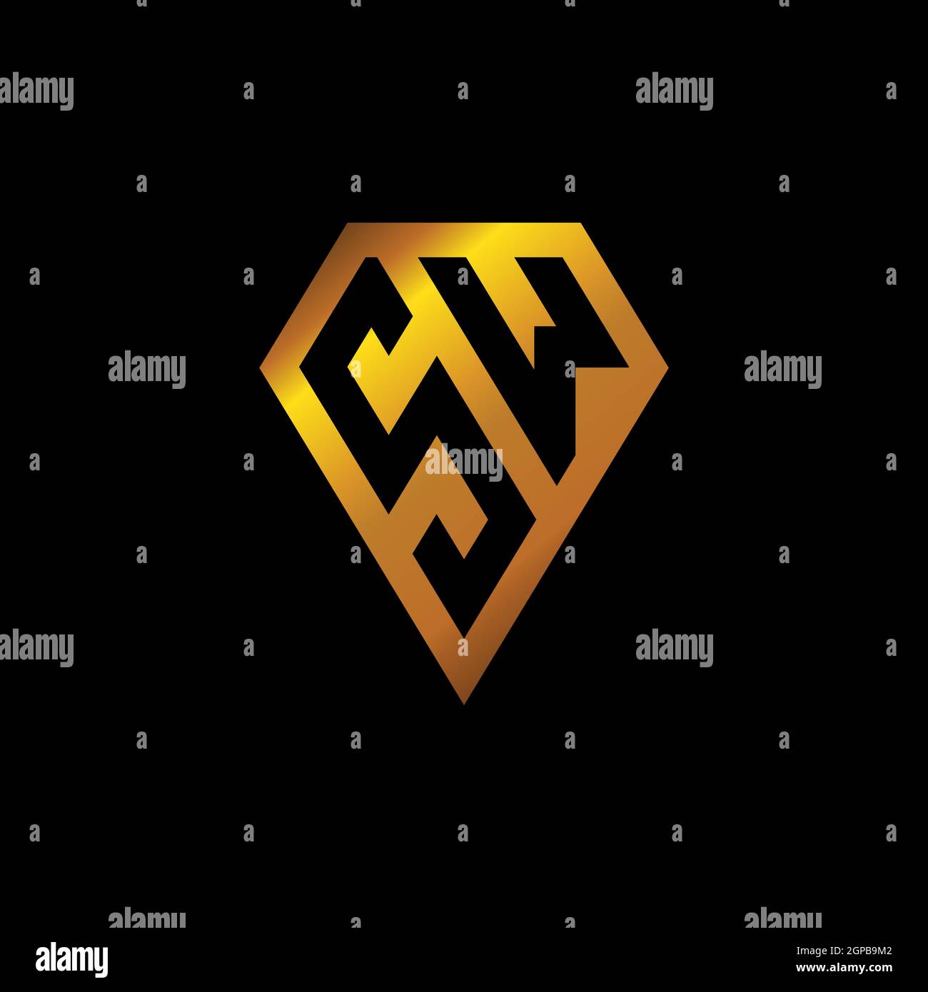 SW logo with golden diamond shape style vector, monogram geometric ...