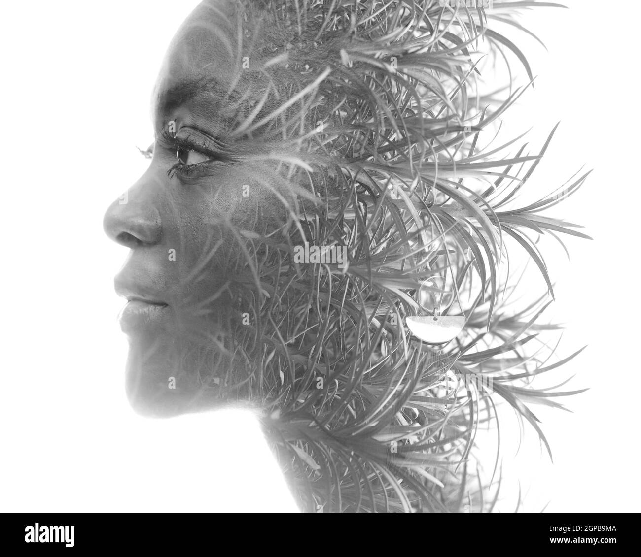 A portrait of a woman combined with an image of twigs. We are one with ...