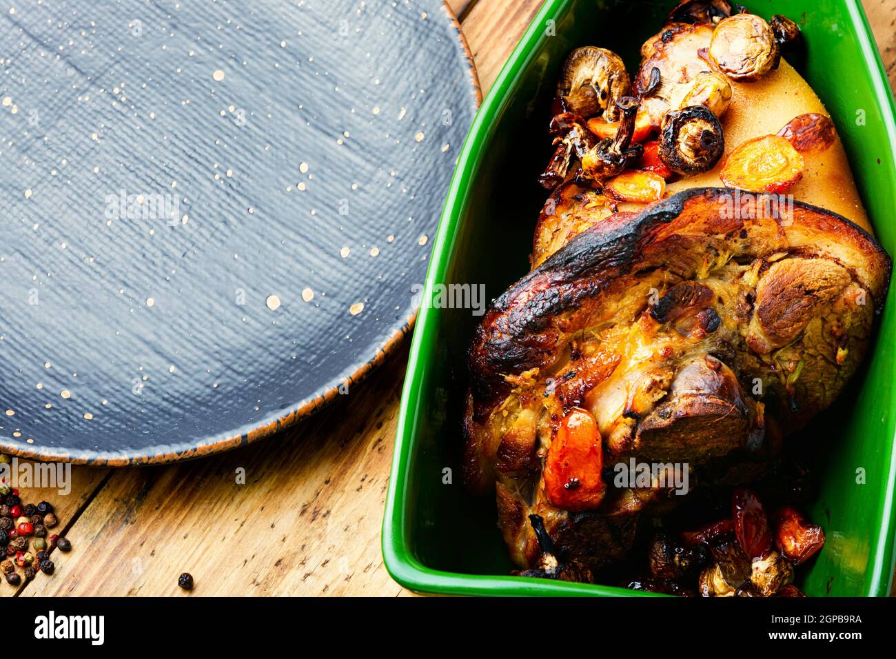 German cuisine meat dish of pork leg and pork knuckle.Eisbein or ...