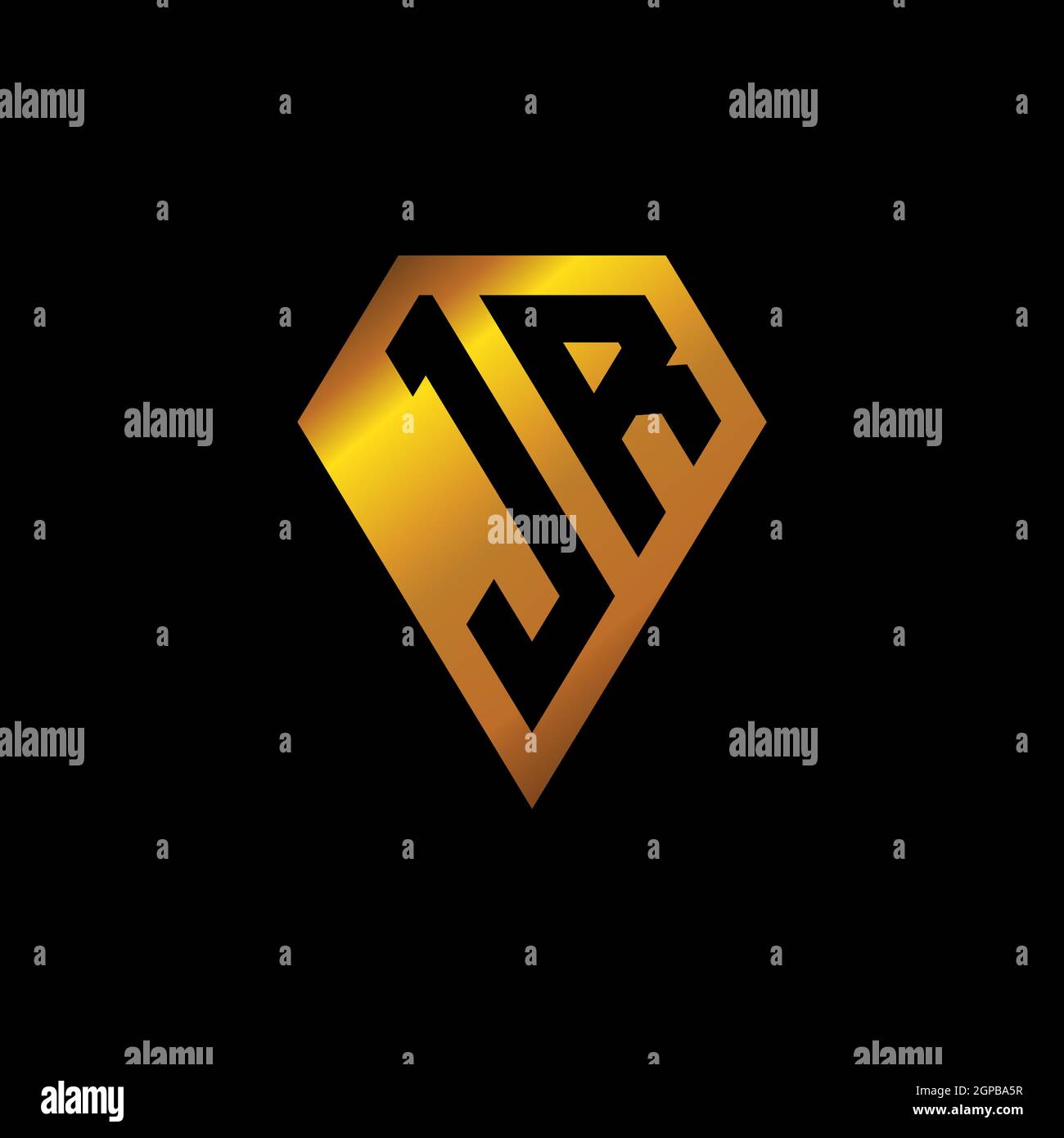 JR logo with golden diamond shape style vector, monogram geometric ...