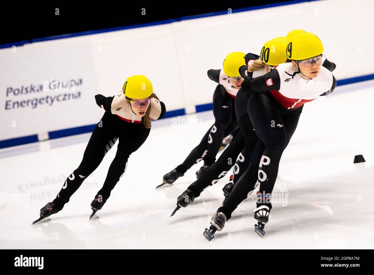 Nikola Mazur (R) seen in action during the Short Track Speed Skating ...
